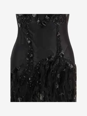 Just Cavalli Technical Jersey Dress With Feathered Details