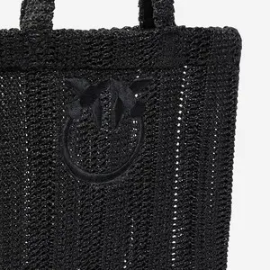 Pinko Raffia Shopping Bag - Nero