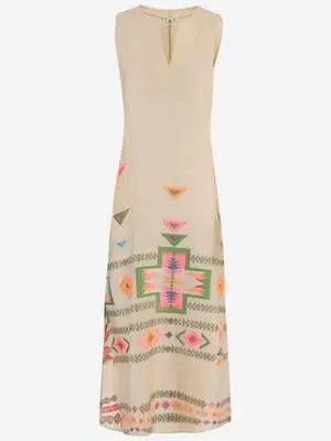 NEMA Long Dress With Geometric Pattern