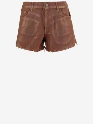 DON'T @ ME Cotton Shorts With Fringed Hem