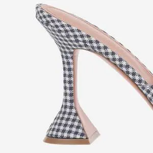 Amina Muaddi Lupita Gingham Fabric And Leather Sandals