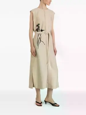 SLOWEAR Floral Print Belted Midi Tunic