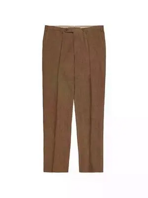 Incotex Micro Houndstooth Linen Trousers - Brown