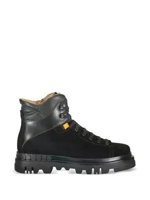 Santoni Lace-up Leather Boots - Black