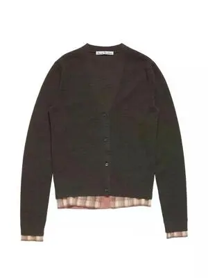 Acne Studios V-neck Check-detail Cardigan - Brown