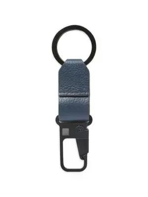 PIQUADRO Leather Carabiner Keychain - Blue