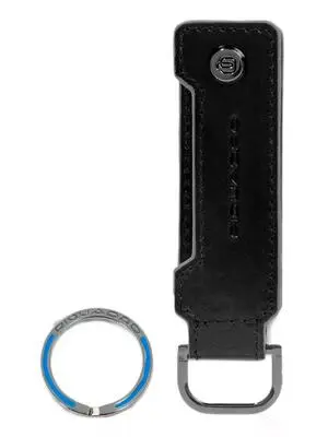 PIQUADRO Logo-debossed Leather Keychain