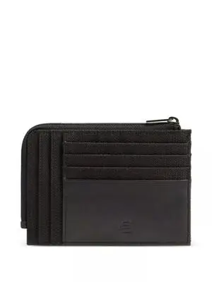 PIQUADRO Zipped Leather-trim Card Holder - Black