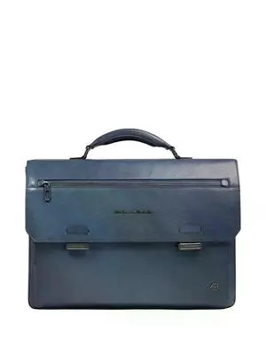 PIQUADRO Grained Leather Briefcase - Blue