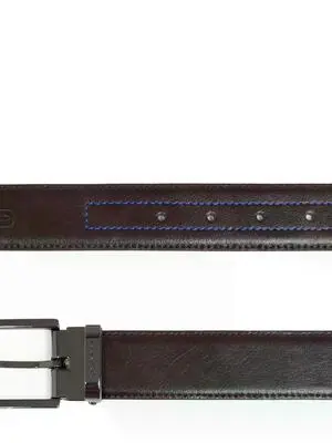 PIQUADRO Leather Belt With Contrast Topstitching