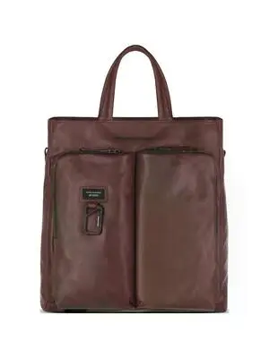 PIQUADRO Harper Convertible Leather Tote Bag - Brown
