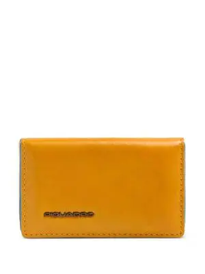 PIQUADRO Logo-plaque Leather Business Card Holder - Yellow