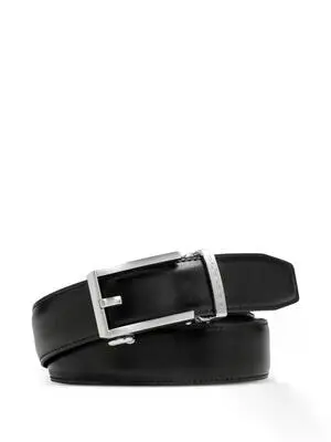 PIQUADRO Smooth Leather Belt With Silver-tone Buckle - Black