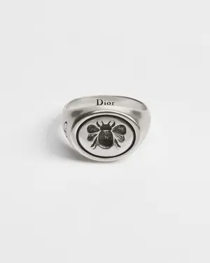 Dior Cameo Bee Signet Ring - Antique-finish Silver