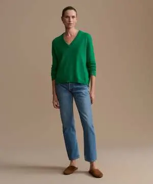 Jenni Kayne Flynn Cashmere V-neck Sweater - Green