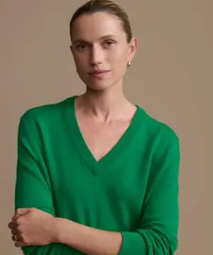 Jenni Kayne Flynn Cashmere V-neck Sweater - Green