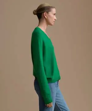 Jenni Kayne Flynn Cashmere V-neck Sweater - Green