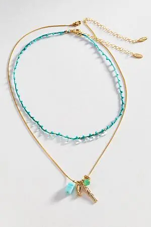 Gold-Plated Glass Stone Necklaces