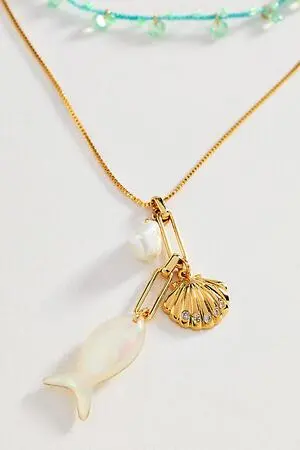 Anthropologie Layered Necklaces, Set Of 2 - Lime