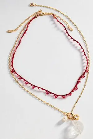 Anthropologie Layered Necklaces, Set Of 2 - Red