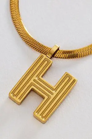 Anthropologie Water Resistant Initial Necklace H