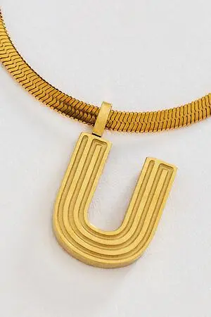 Anthropologie Water Resistant Initial Necklace - U