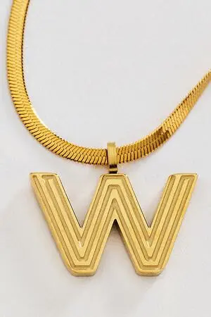 Anthropologie Water Resistant Initial Necklace - W