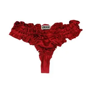 CREASE Silk Scalloped Thong - Red