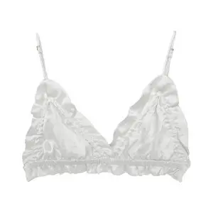 CREASE Silk Scalloped Triangle Bra - White