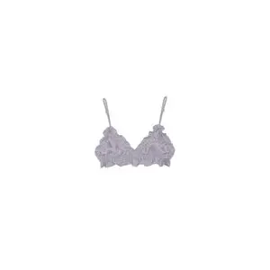 CREASE Women's Silver Silk Scalloped Triangle Bra - Lilac Silver