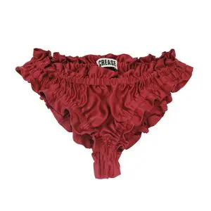 CREASE Silk Scalloped Briefs - Red
