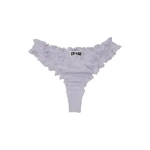 CREASE Silk Scalloped Thong Lilac - Silver