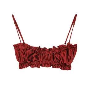 CREASE Silk Scalloped Bandeau Bra - Red