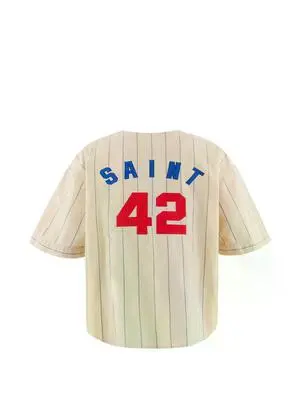SAINT MXXXXXX Pinstripe-pattern Baseball Shirt