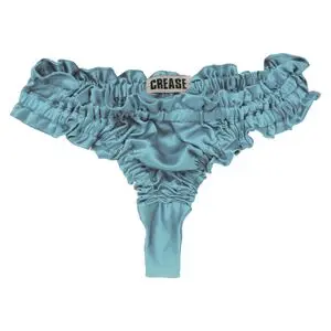 CREASE Silk Scalloped Thong - Blue