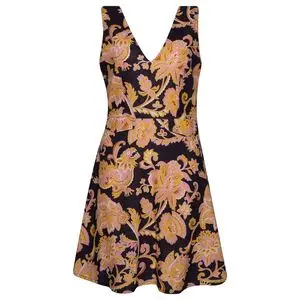 STATE OF GEORGIA The Little Linen V Neck Mini Dress - Black/pink
