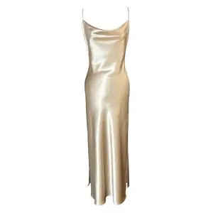 CREASE Joanie Classic Bias Cut Slip Dress - Gold
