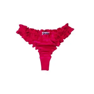 CREASE Silk Scalloped Thong Fuchsia - Pink