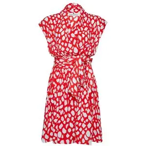 STATE OF GEORGIA Animal Print Wrap Dress - White/red