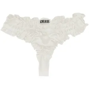 CREASE Silk Scalloped Thong - White