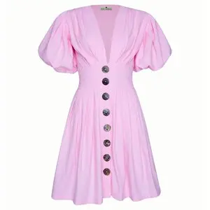 Women's Button Detailed Mini Dresses