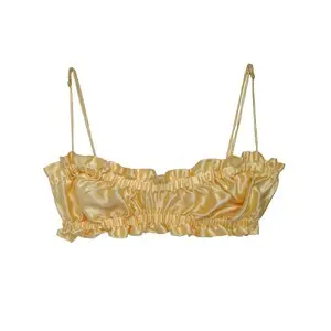CREASE Silk Scalloped Bandeau Bra Yellow - Orange