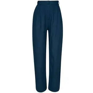 STATE OF GEORGIA The Grandad Linen Pants - Blue