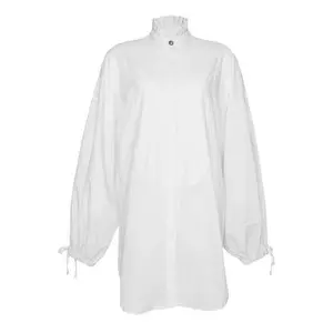 STATE OF GEORGIA Oversized Cotton Shirt Dress With Ruffled Collar