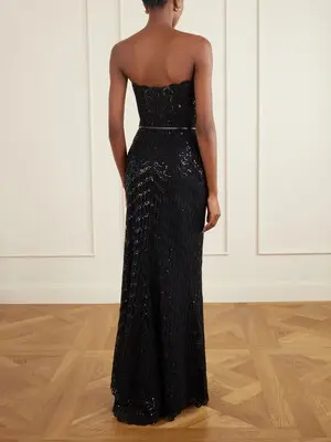 Elie Saab Strapless Sequined Gown