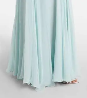Costarellos Embellished Silk-blend Georgette Gown
