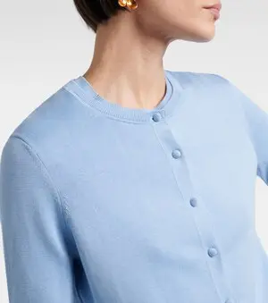 Carolina Herrera Cropped Silk And Cotton Cardigan - Blue