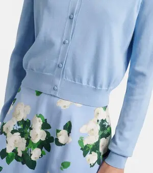 Carolina Herrera Cropped Silk And Cotton Cardigan - Blue