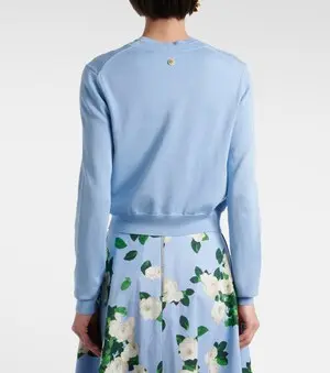 Carolina Herrera Cropped Silk And Cotton Cardigan - Blue