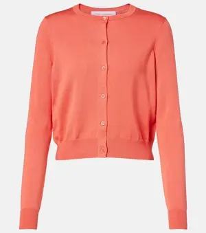 Carolina Herrera Cropped Silk And Cotton Cardigan - Pink